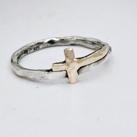 Silpada | Jewelry | Silpada Rare Sterling Silver 9k Gold Cross Ring ...